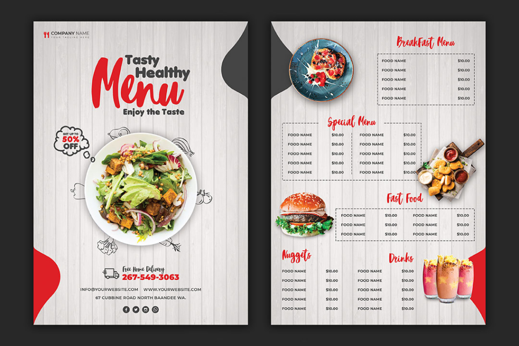 Food Menus — I Print For Less - Custom Online Printing Services ...
